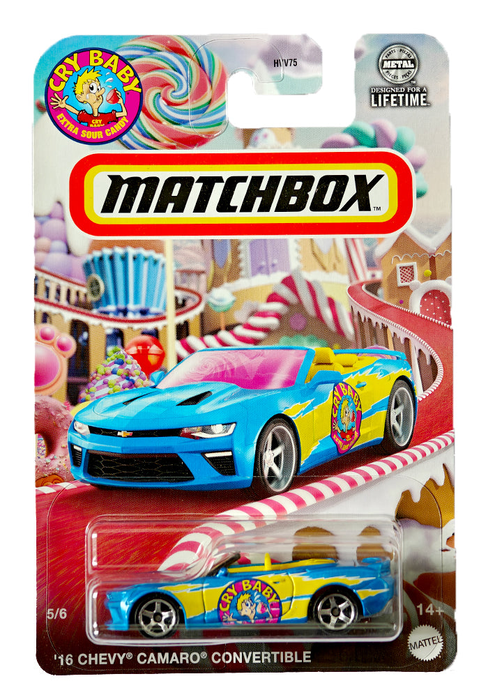 EXCLUSIVES Matchbox Cry Baby '16 Chevy Camaro Convertible - Blue / Yel ...