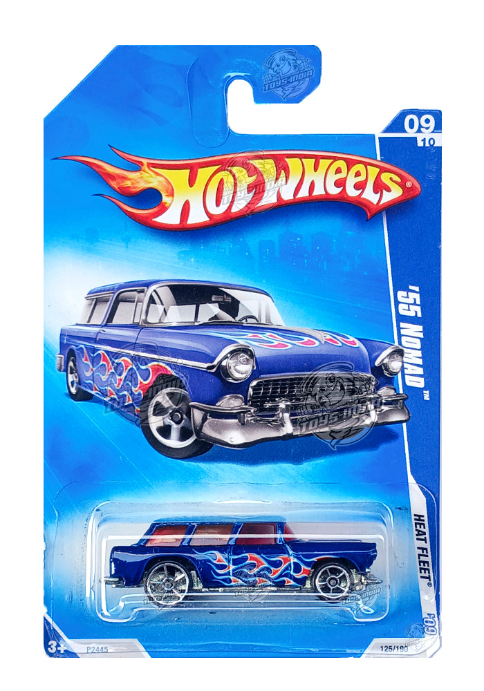 EXCLUSIVES Hot Wheels Heat Fleet '55 Nomad - Blue - 2005 Card (Blister ...