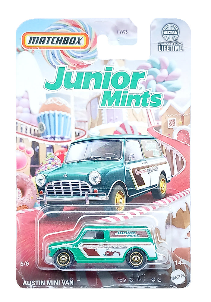 EXCLUSIVES Matchbox Junior Mints Austin Mini Van - Green - 2023 Card ...