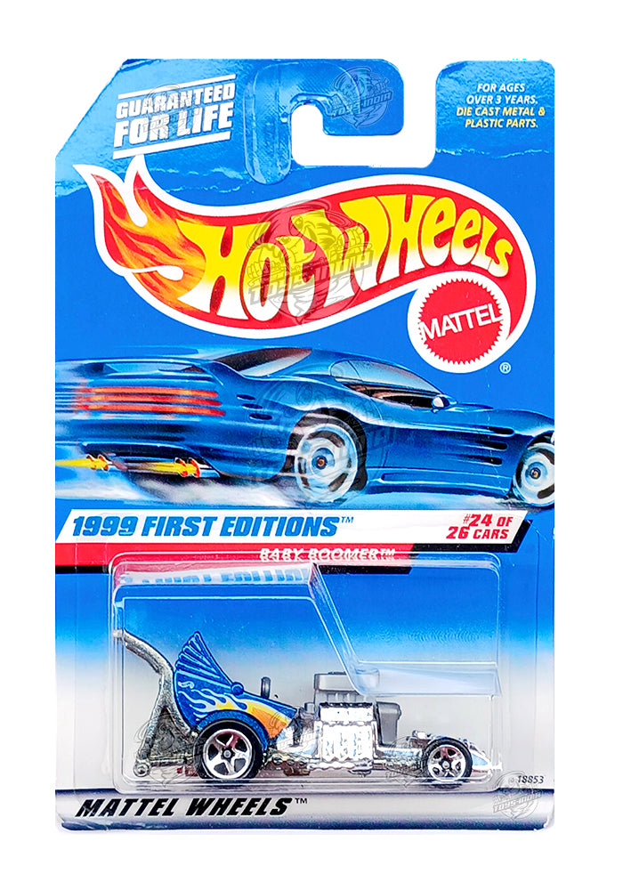 EXCLUSIVES Hot Wheels Baby Boomer - Blue / Silver - 1998 Card (Creased ...