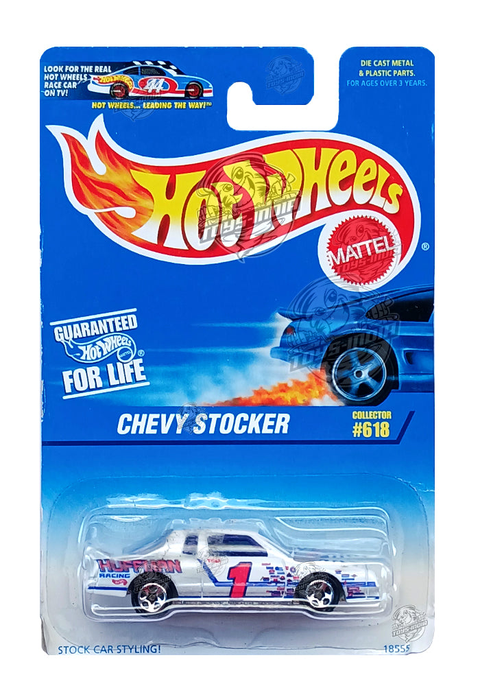 EXCLUSIVES Hot Wheels Chevy Stocker - White - 1996 Card (With Protecto ...