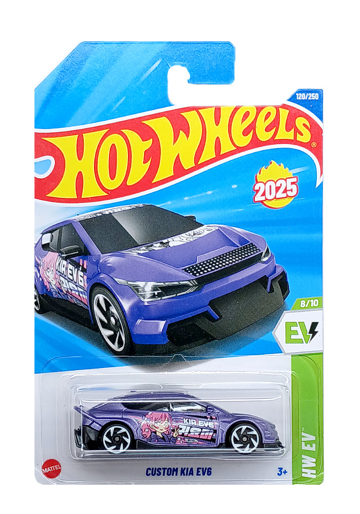 EXCLUSIVES Hot Wheels Custom Kia EV6 - Purple - 2024 Card (With Protec ...