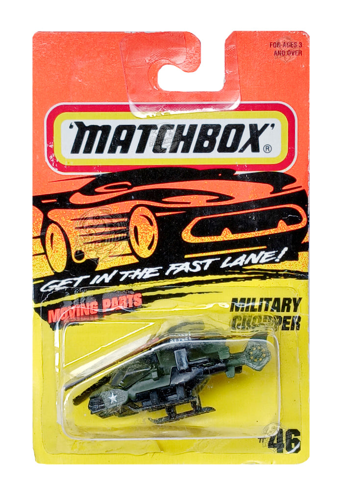 EXCLUSIVES Matchbox Military Chopper - Green / Black - 1995 Card (Blis ...