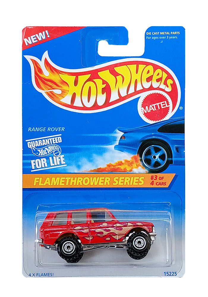 EXCLUSIVES Hot Wheels Flamethrower Series Range Rover - Red- 1995 Card ...