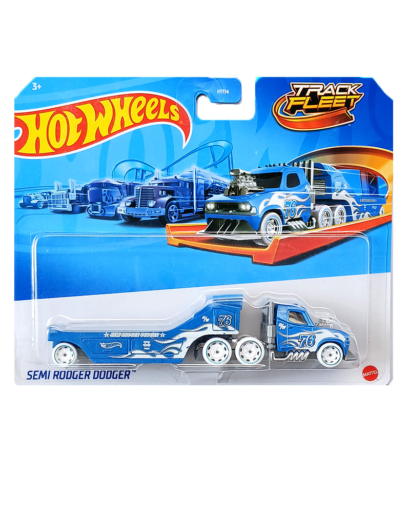 EXCLUSIVES Hot Wheels Premium Track Fleet Semi Rodger Dodger - Blue ...