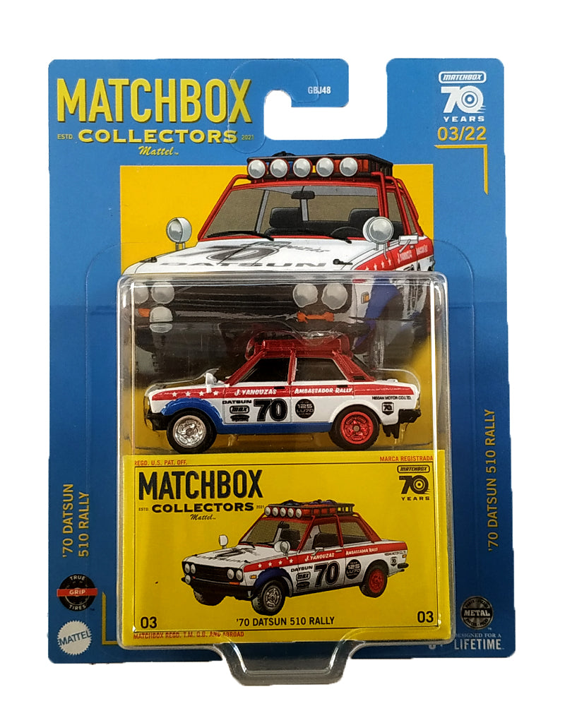 EXCLUSIVES Matchbox Collectors '70 Datsun 510 Rally - Red / White - 20 ...